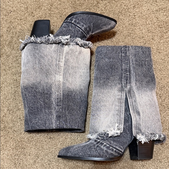 Steve Madden | Shoes | Steve Madden Frayed Denim Boots | Poshmark